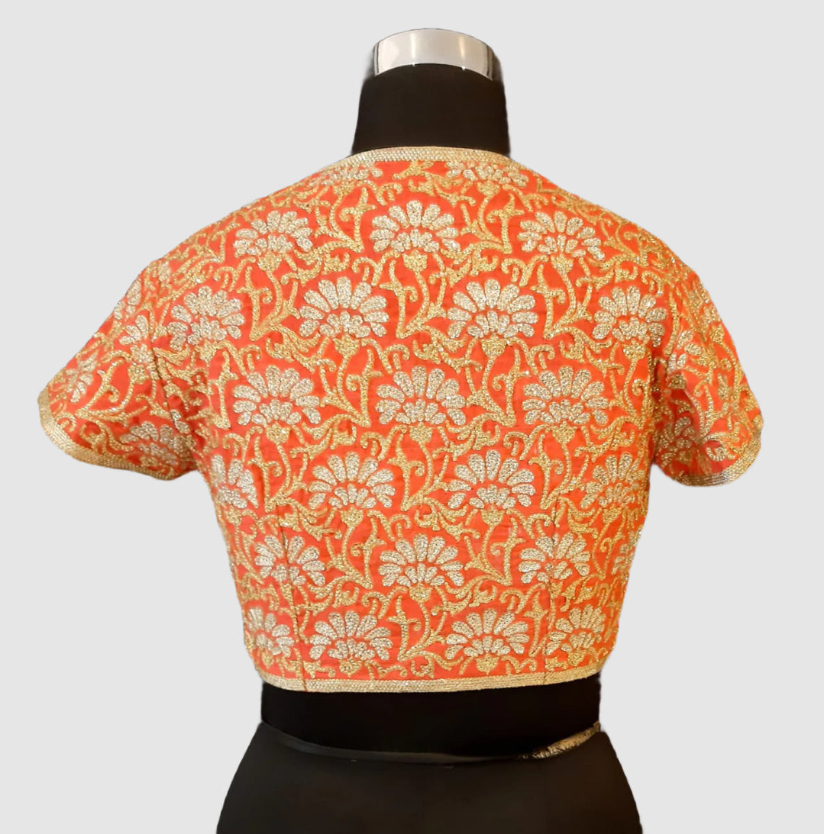 Dupion Silk Dhaliya Flower Jaal Red Blouse – Vidhi Singhania